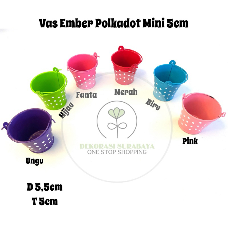 Jual Pot / Vas Kaleng ember polka Mini 5,5x5cm | Shopee Indonesia