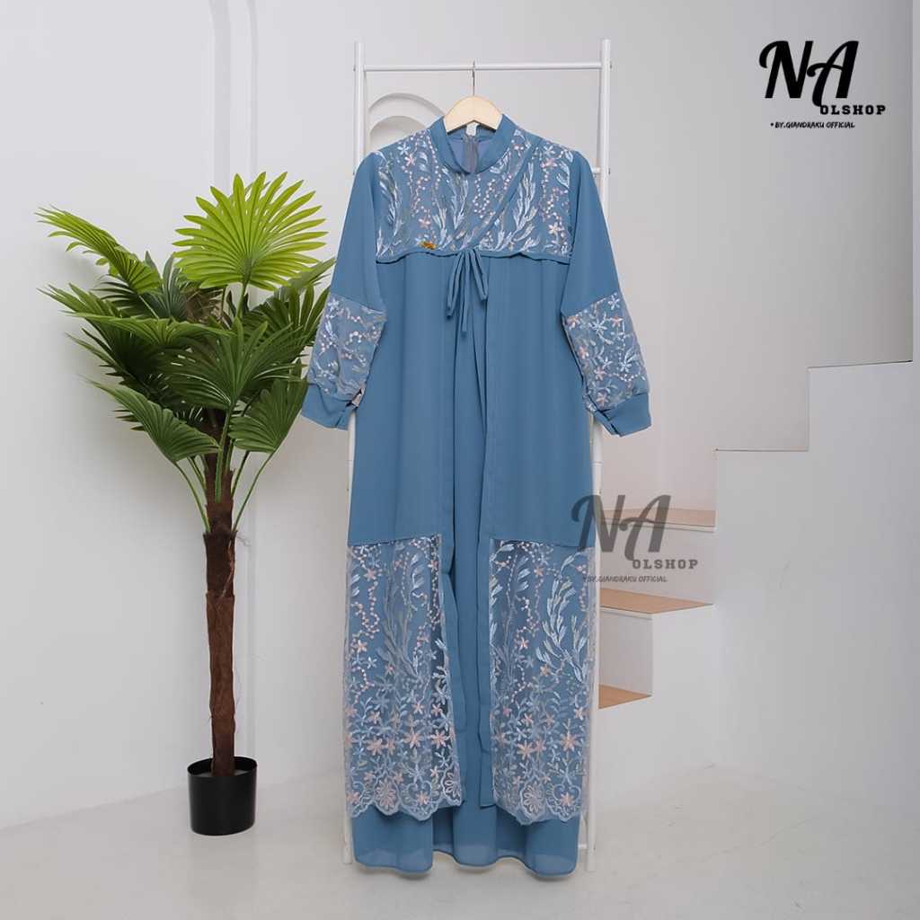 Jual LAILA dress gamis terbaru 2024 bahan ceruty mix puring gamis ...