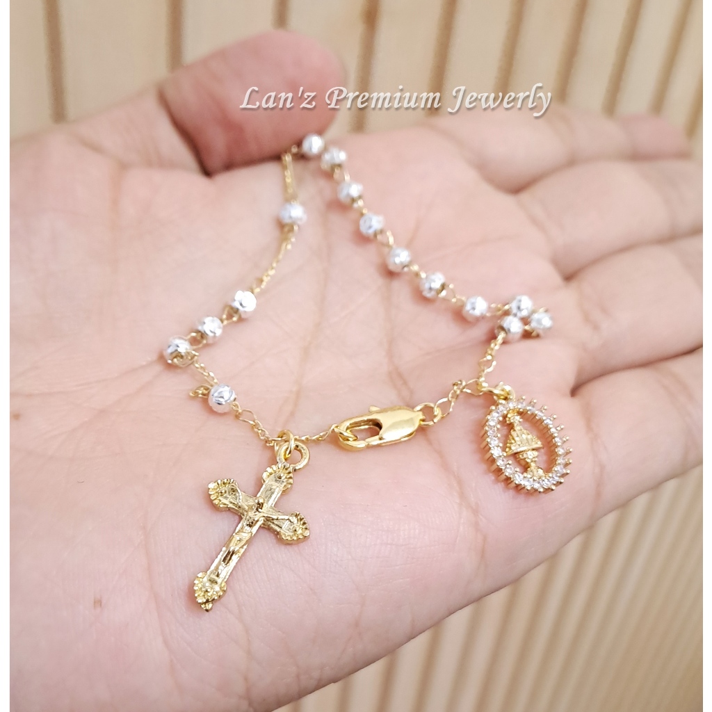Jual Gelang Salib Premium Kombinasi Titanium Emas 22K | Shopee Indonesia