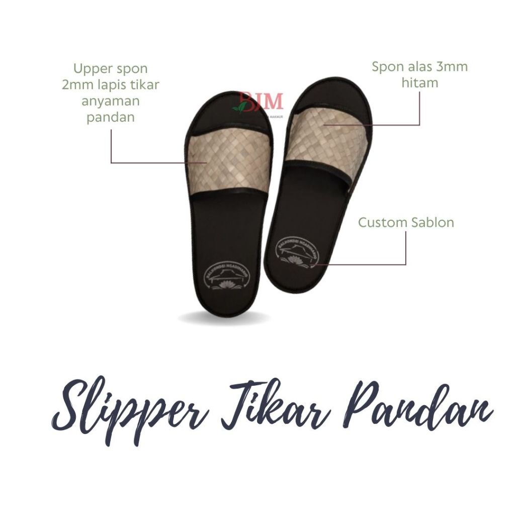 Jual Custom Sandal Kerajinan Pandan Sendal Hotel Slipper Slop Tikar ...