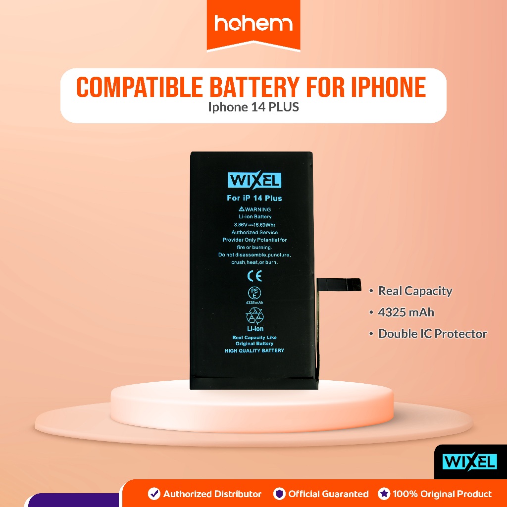 Jual WIXEL Baterai Iphone 14 PLUS 14+ Double Power Batre Batrai Battery ...