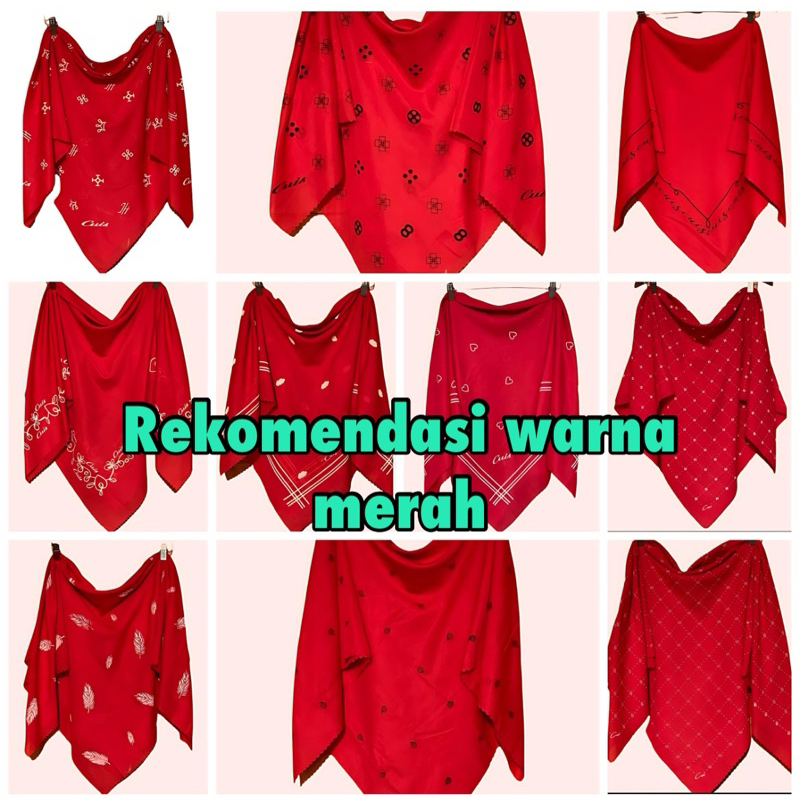 Jual hijab segi empat voal motif warna merah cabe// hijab agustusan ...