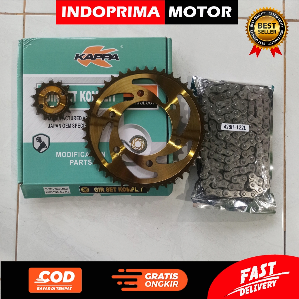 Jual KAPPA GEAR SET KOMPLIT VIXION NEW. GIGI TARIK GOLD DAN RANTAI ...