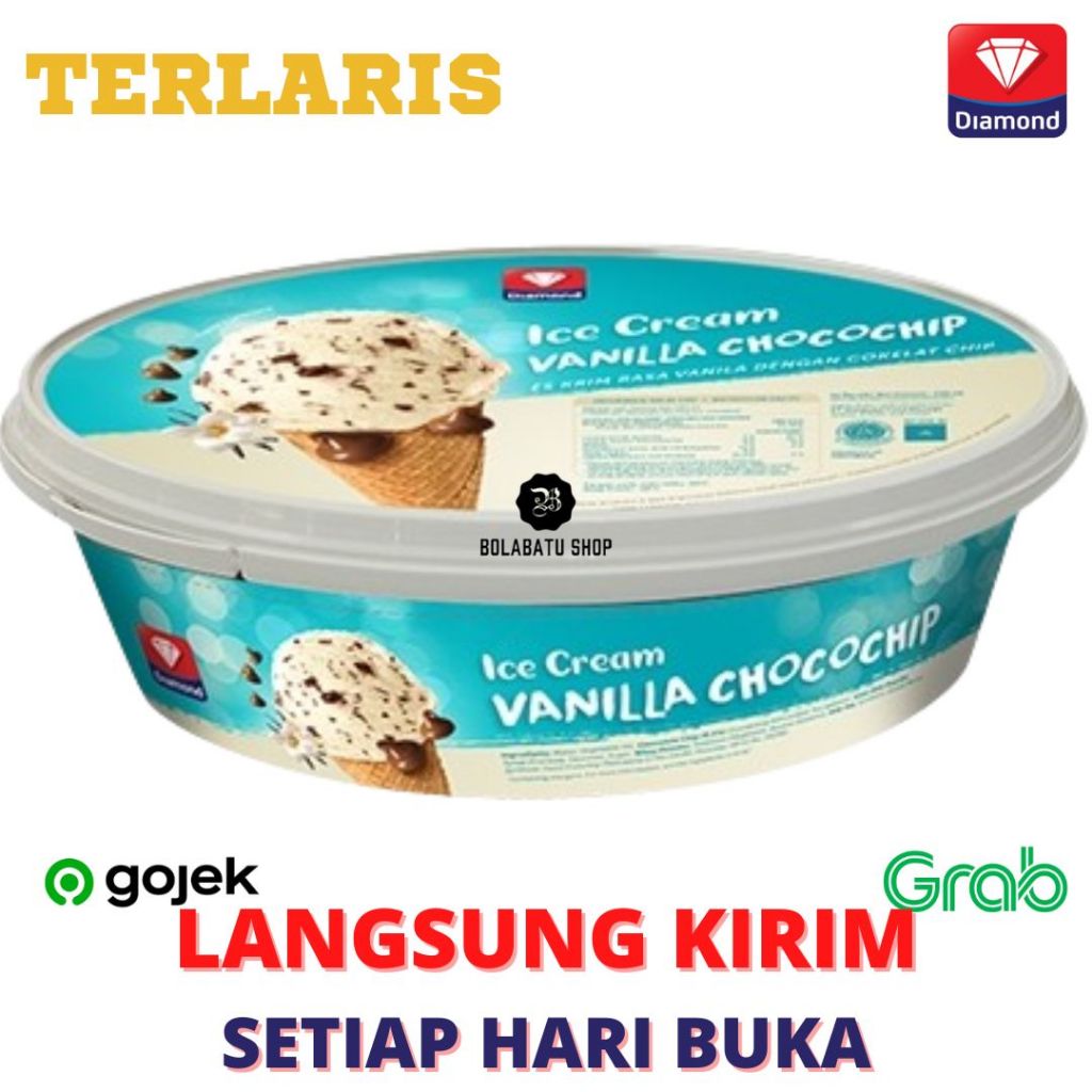 Jual Es Krim Diamond 700 mL Vanilla Chip dengan Chocolate Chips Cokelat ...