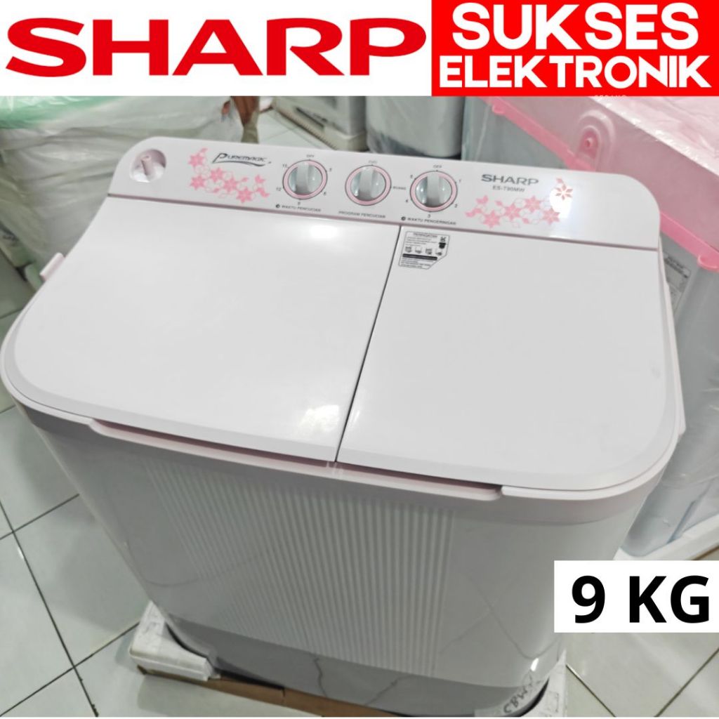 Jual MESIN CUCI SHARP 9 KG 2 TABUNG ES-T90MW / WASH MACHINE 9KG 9 KILO ...