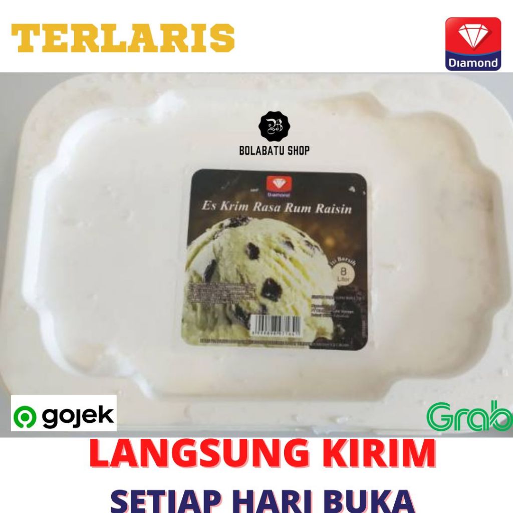 Jual Es Krim Rum Raisin 8L Pail Diamond Langsung Kirim Bandung Halal ...