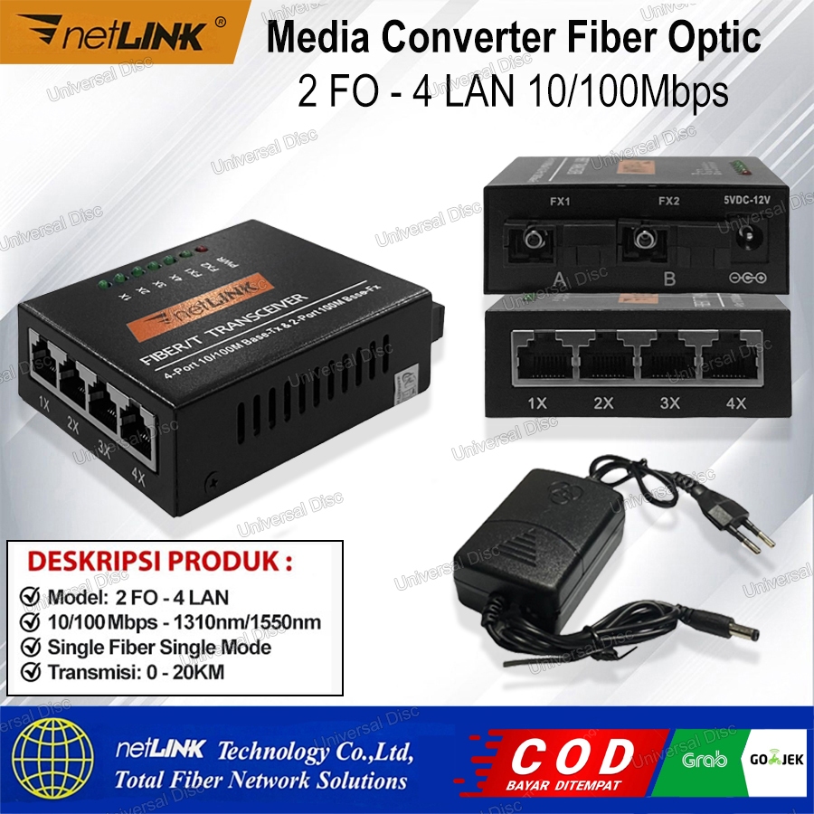 Jual Media Converter Fiber Optic 2 FO-4 LAN 10/100Mbps Single Mode | Shopee Indonesia