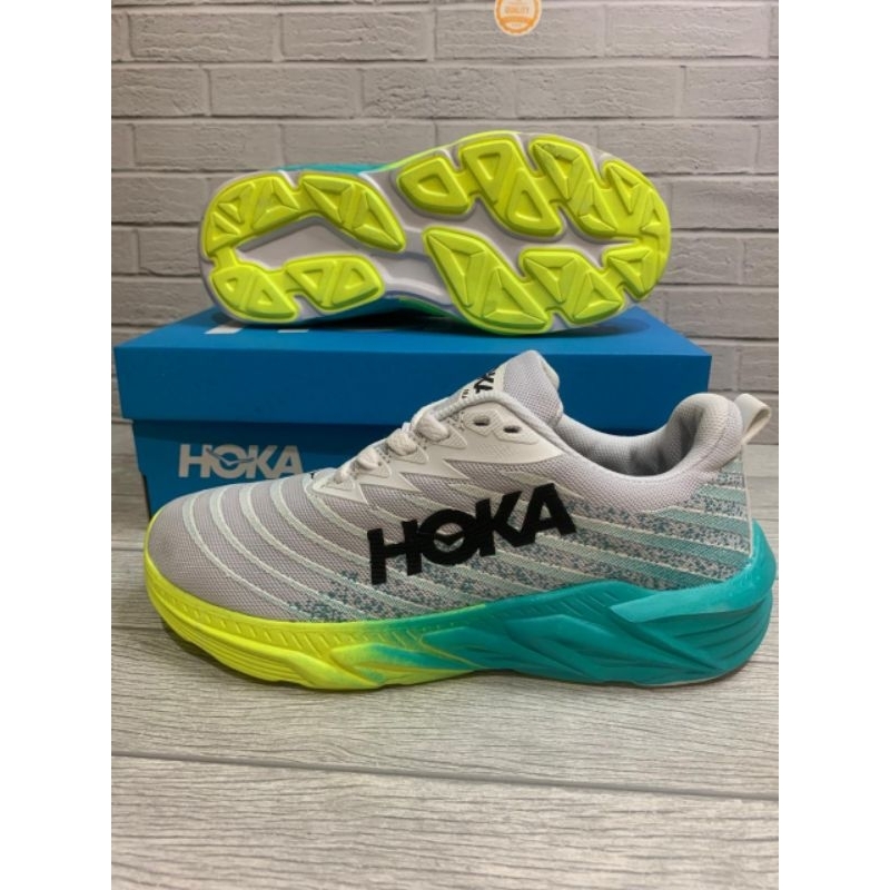 Jual SEPATU HOKA MACH 5|SEPATU RUNNING|WHITE STABILO GREEN | Shopee ...