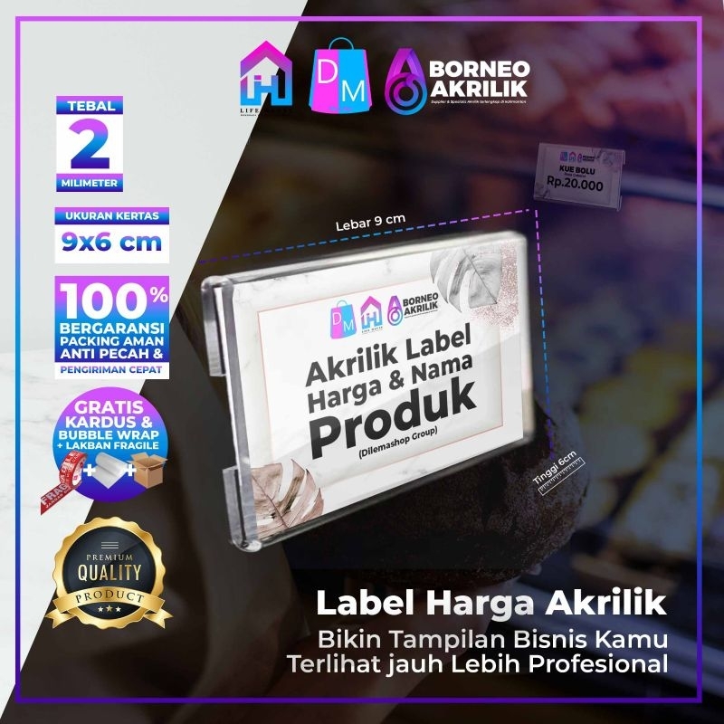 Jual Akrilik Label Display 9x6cm Akrilik Label Harga Tempat wadah ...