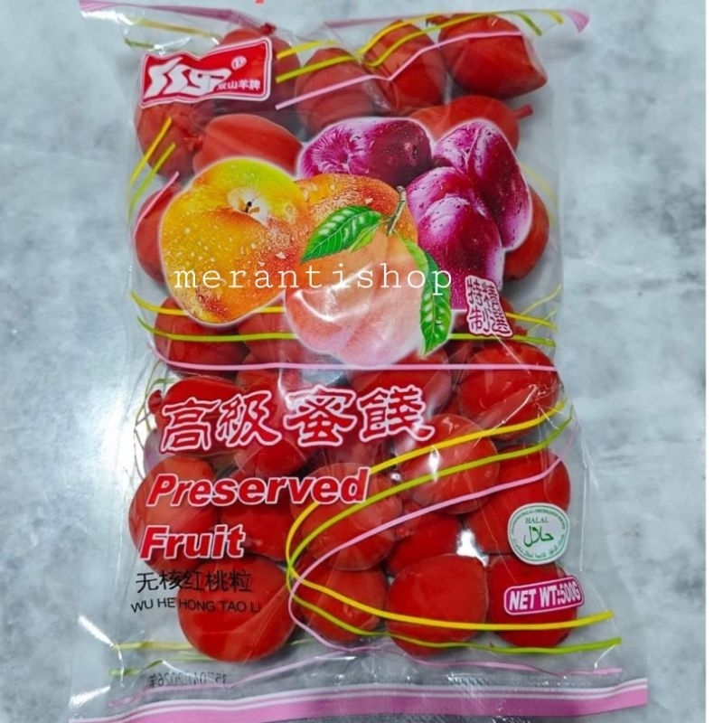 Jual Preserved Fruit / Peach Merah / Ang Tho / Ang Tou Manisan 500gram ...