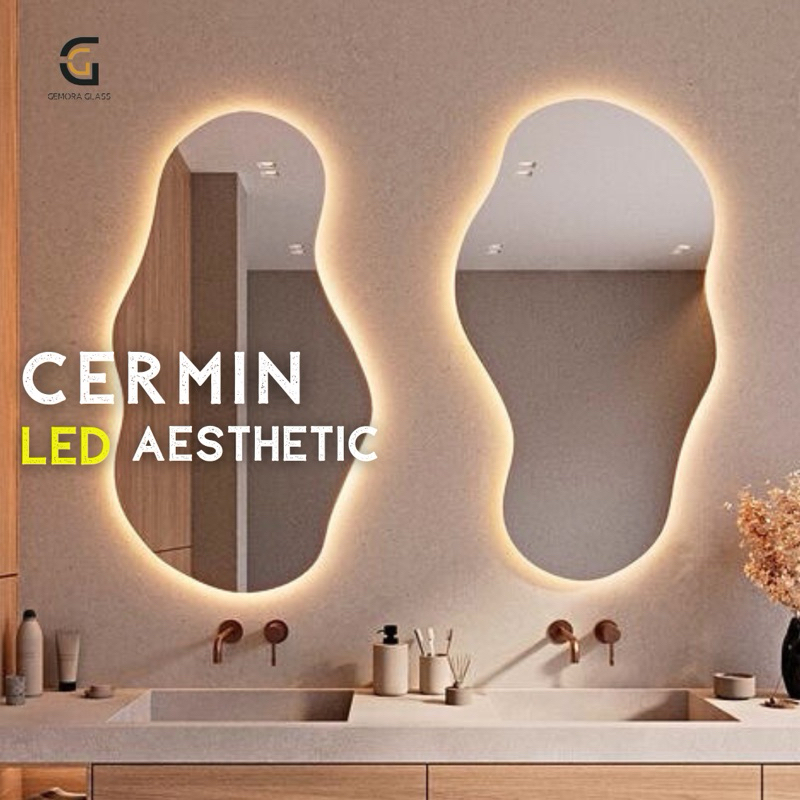 Jual (CUSTOM) Cermin LED Dinding Aesthetic (Free Packing) Cermin ...
