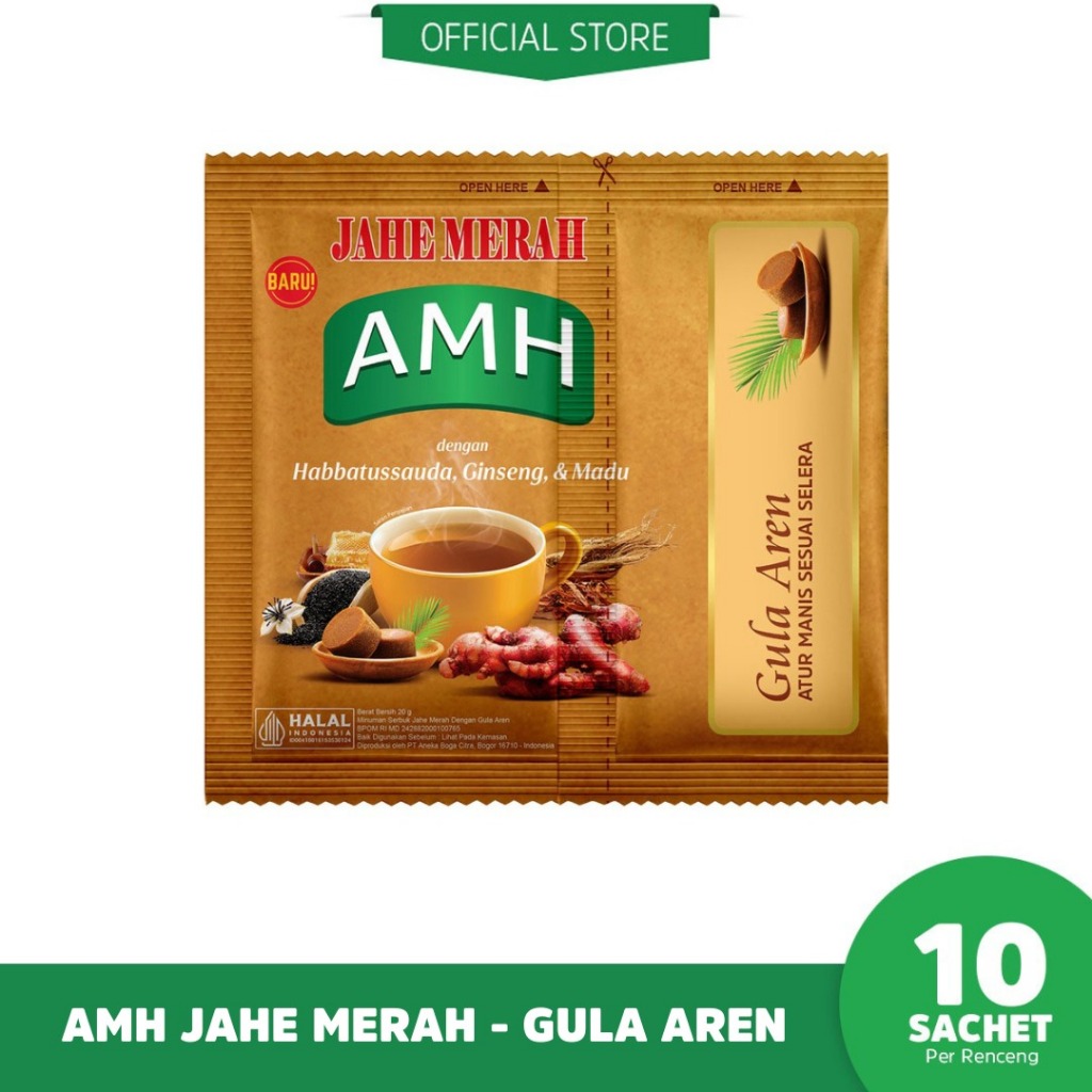 Jual AMH Jahe Merah Herbal Gula Aren Pisah 1 renceng - (10 Sachet ...