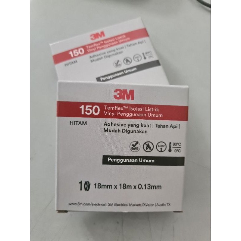 Jual Isolasi Listrik 3M Hitam Temflex 150 Asli Original 100% 18mm x ...