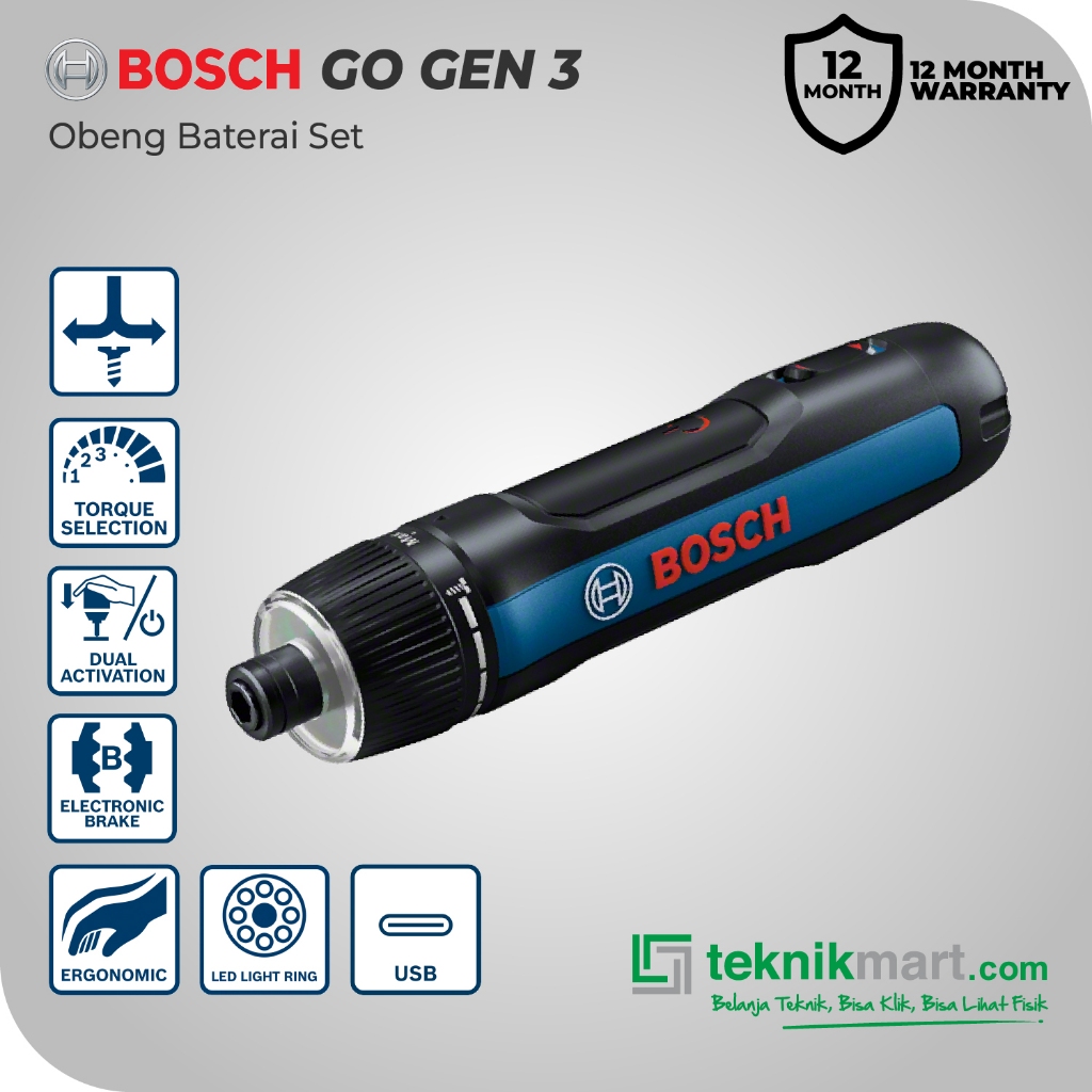 Jual Bosch Cordless Screwdriver / Obeng Baterai 3.6Volt GO Gen3 ...
