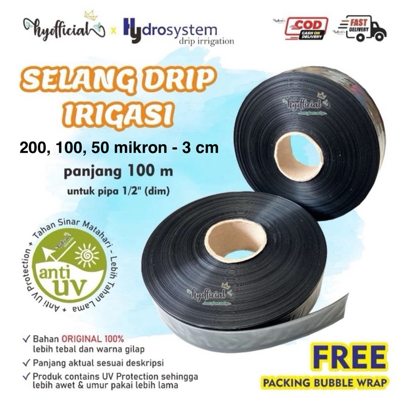 Jual Selang Drip Irigasi Pertanian 200 100 50 mikron 3 cm 100 meter ...