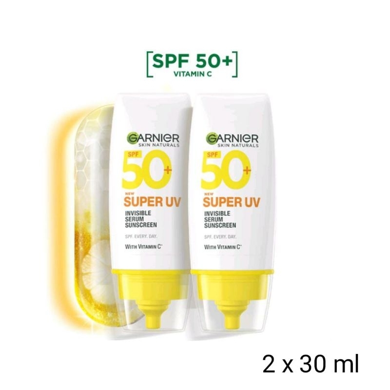 Jual Garnier Super UV Invisible Serum Sunscreen SPF 50+ PA++++ dengan Vitamin C* 2PCS | Shopee ...