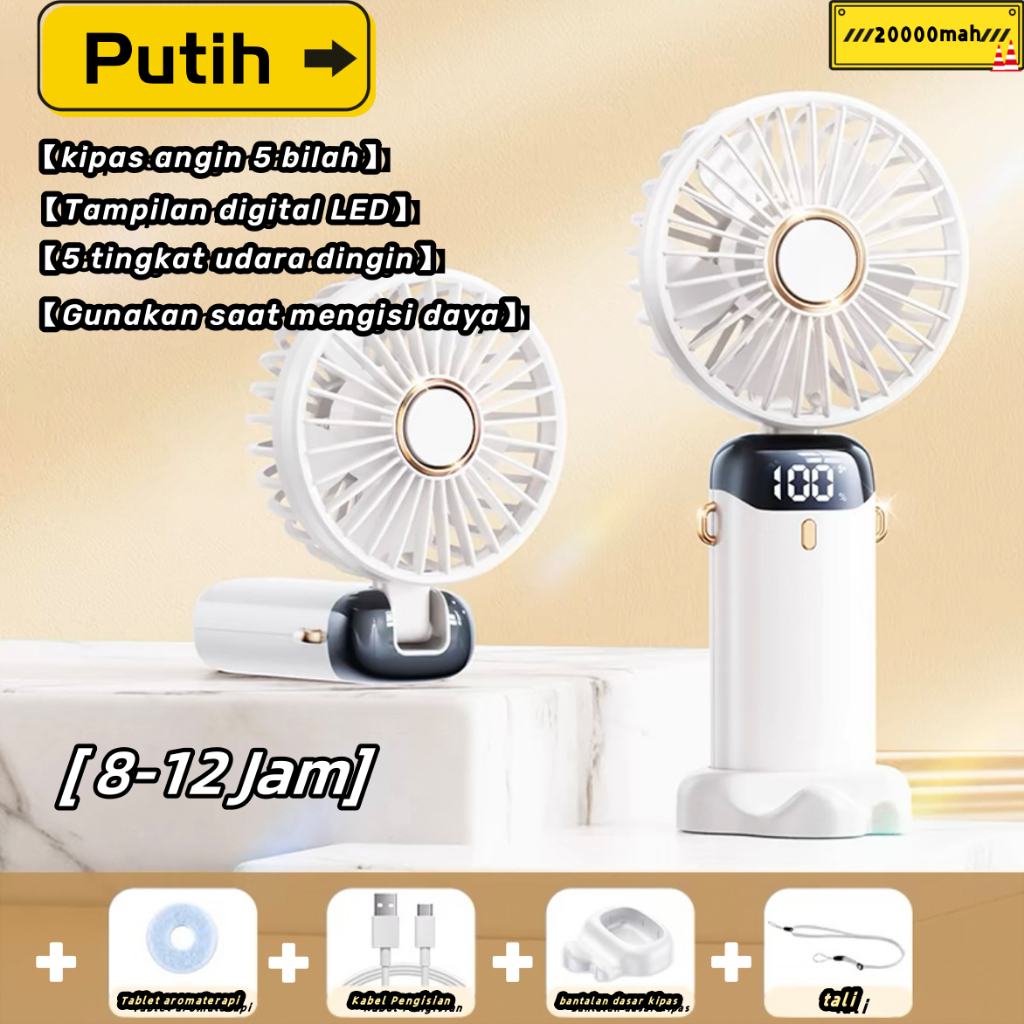 Jual Kipas genggam 20000mAh kipas kecil leher gantung lipat pengisi ...