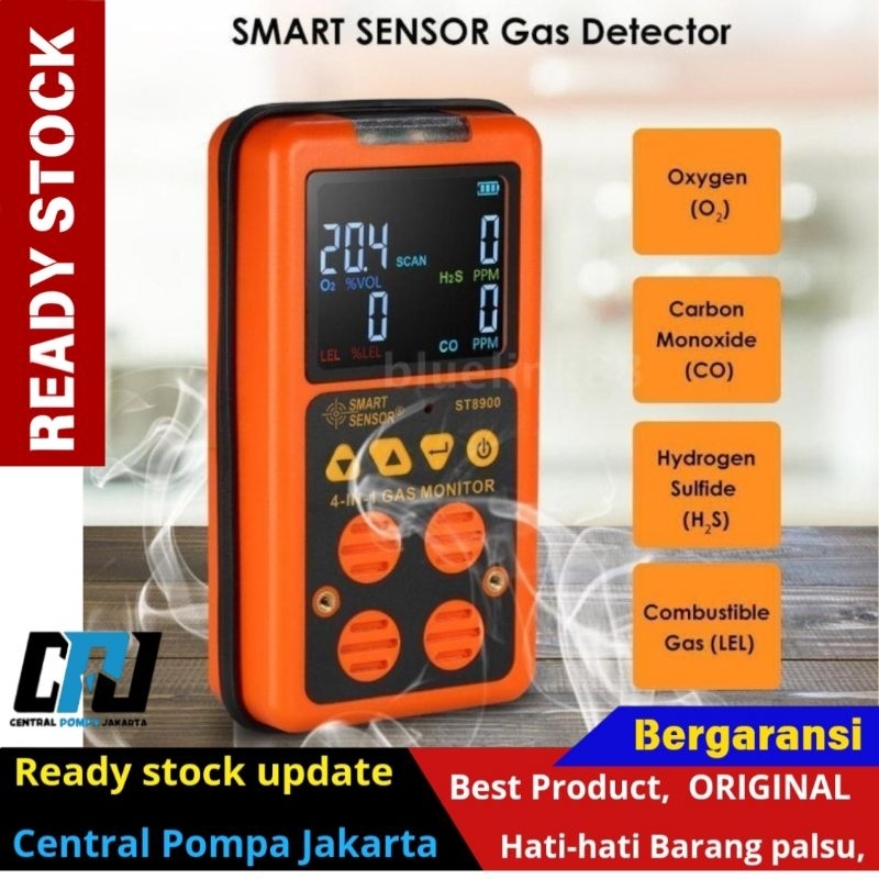 Jual H2S O2 CO LEL Gas Monitor Smart Sensor ST8900 4 in 1 Detector Oxygen | Shopee Indonesia