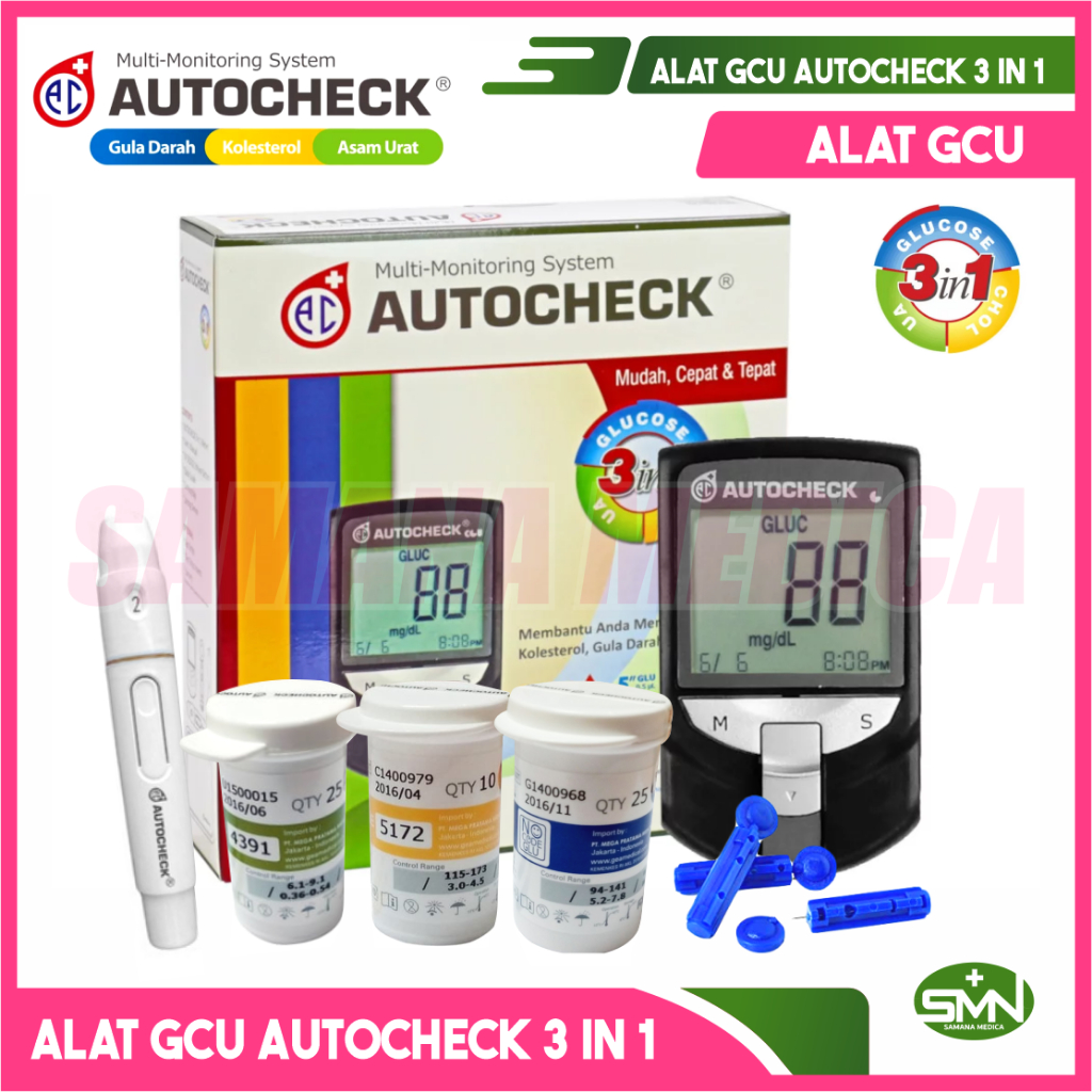 Jual Alat GCU Autocheck 3 in 1 Alat Tes Gula Darah - Kolesterol - Asam ...