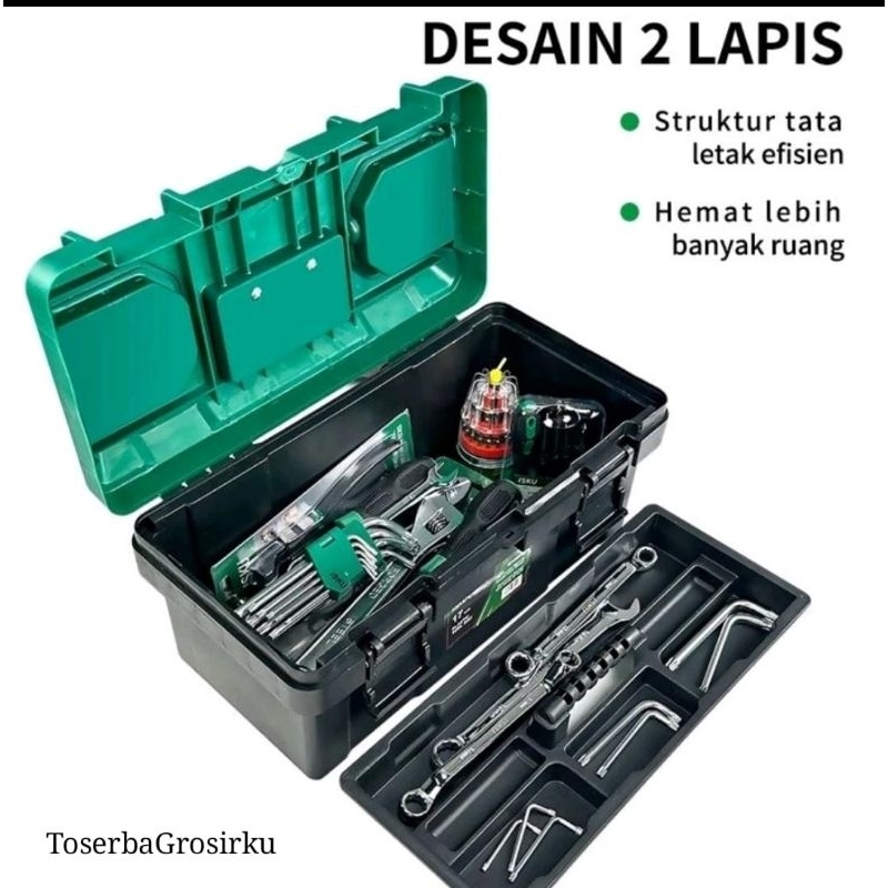 Jual Tool box besar plastik 14 inch toolbox kotak perkakas besi tahan karat/kotak tempat alat ...