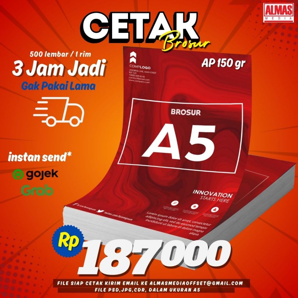 Jual CETAK BROSUR, cetak cepat brosur A5 AP150 | Shopee Indonesia