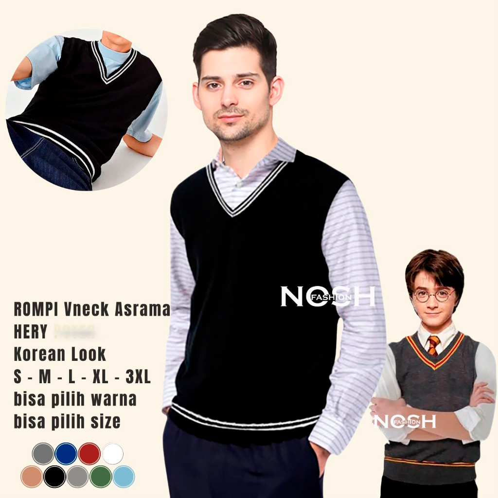 Jual Rompi Rajut Hery_P0tt3r List Putih / Vest Rajut Pria V neck Hari P0t3r - NOSH Fashion ...