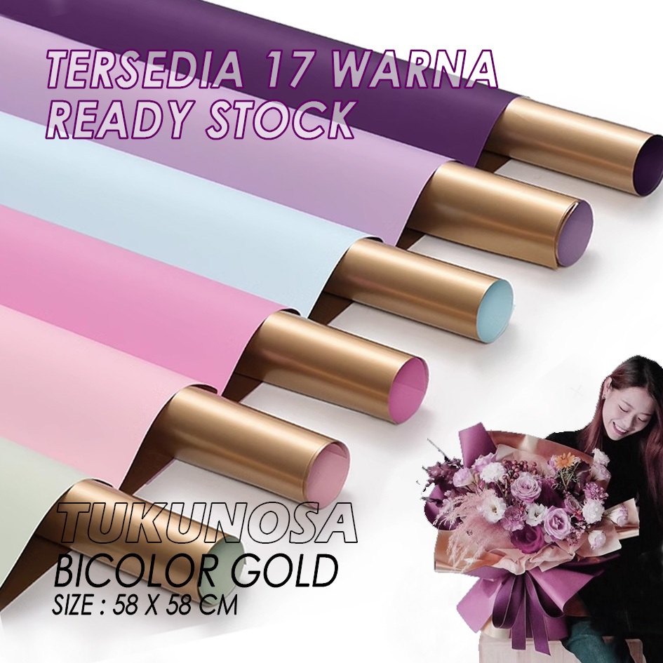 Jual FLOWER WRAPPING PAPER BICOLOR GOLD - KERTAS BUKET BUNGA CELLOPHANE ...