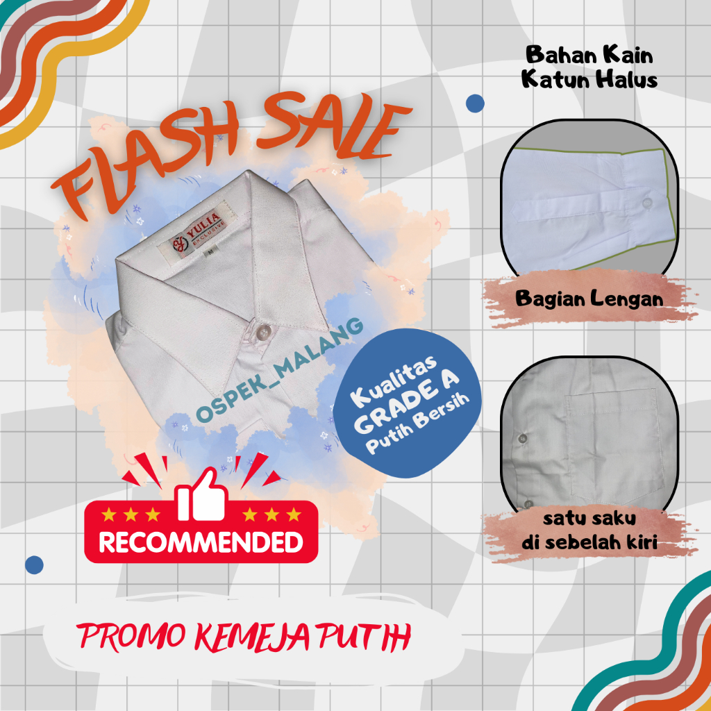 Jual [FLASH SALE] Kemeja Putih Polos / Kemeja Ospek (Grade A) | Shopee ...
