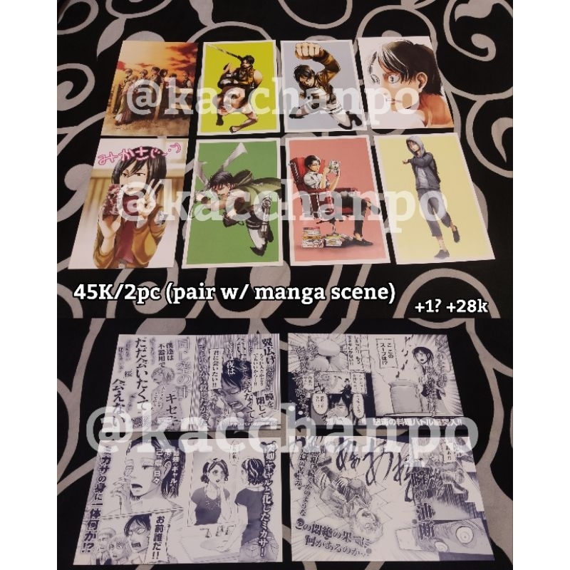 Jual Official Postcard Attack On Titan Eren Yeager Levi Mikasa Ackerman ...