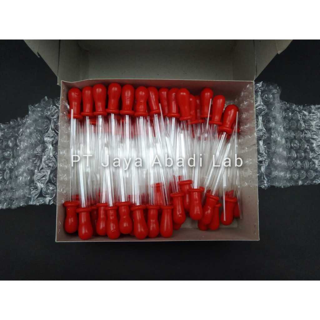 Jual pipet tetes pippete pipet kaca pendek 9 cm 9cm dot merah ecer ...