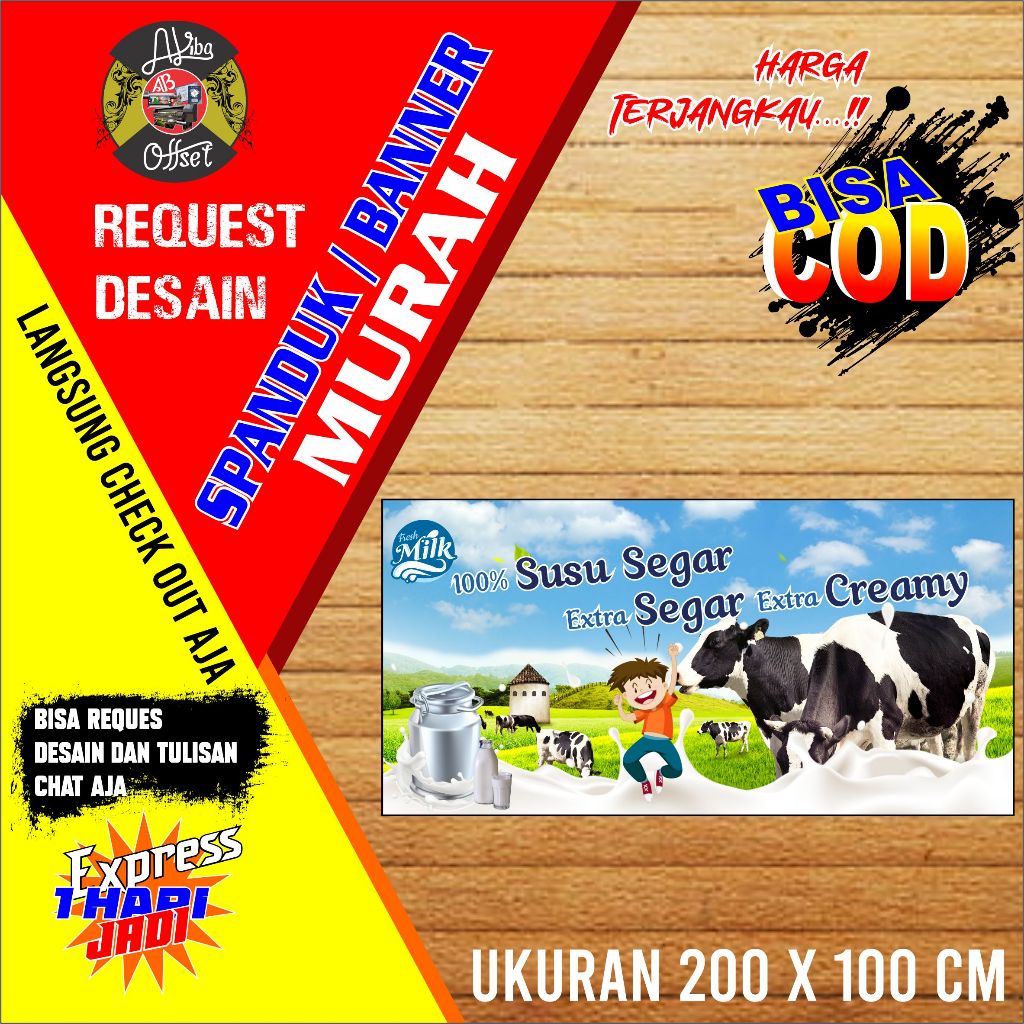 Jual SPANDUK/BANNER CUSTOM SUSU MURNI 1 UKURAN 200X100CM | Shopee Indonesia