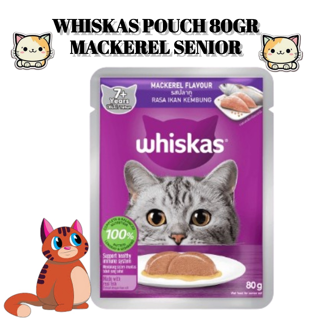 Jual Whiskas Senior Mackerel Pouch 80gr 80 gr Makanan Kucing Basah Wet ...