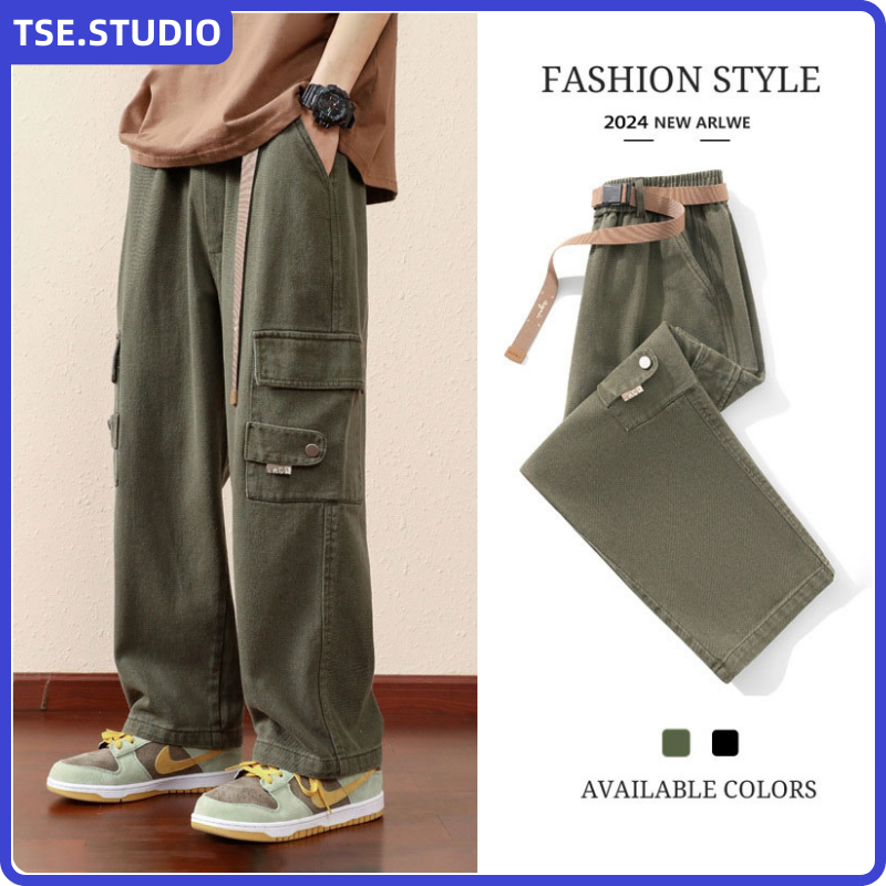 Jual Celana Cargo Pria Panjang Dewasa Oversize Pria Korean Style Loose Straight Pants Promo ...