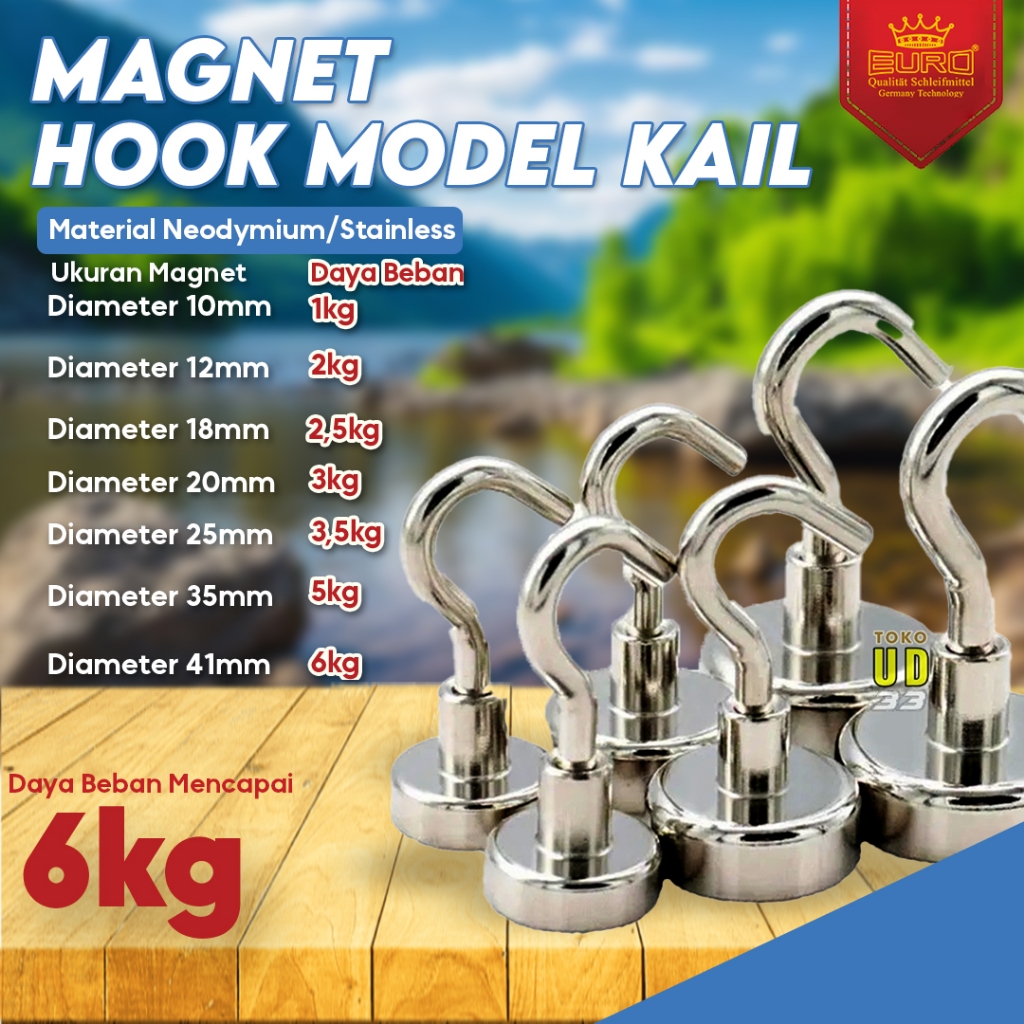 Jual STRONG MAGNET NEODYMIUM HOOK KAIL SUPER KUAT N35 Magnet Gantungan ...