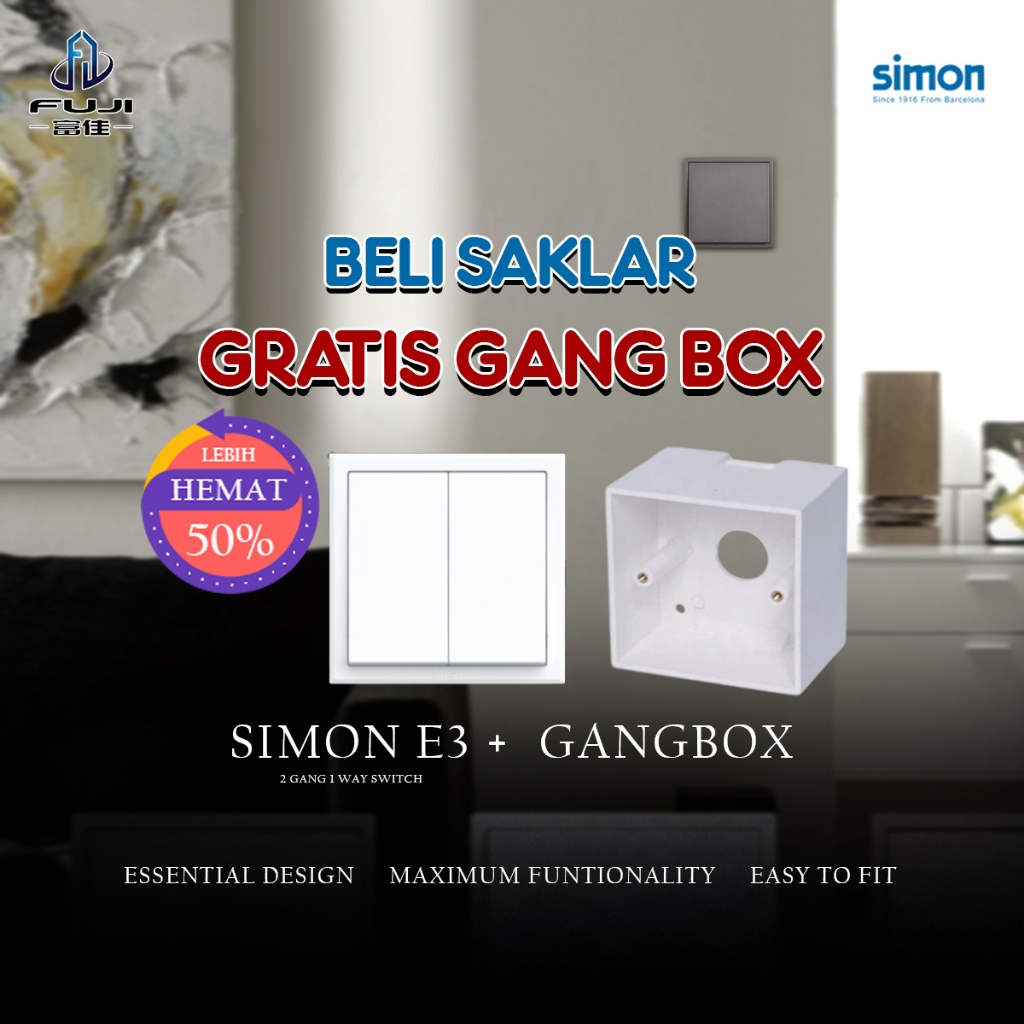 Jual Simon E3 2 Gang 1 Way Switch Saklar Lampu - Saklar Free Gang Box ...
