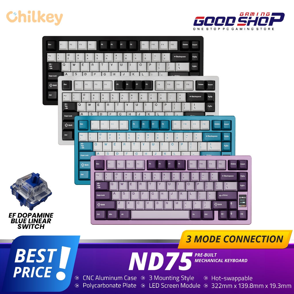 Jual Chillkey ND75 /ND 75 Flexcut Prebuilt 3mode Mechanical Keyboard ...