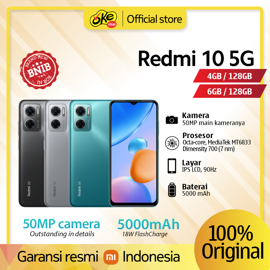 Jual Xiaomi Redmi 10 5G Smartphone (6GB / 128GB) | Shopee Indonesia