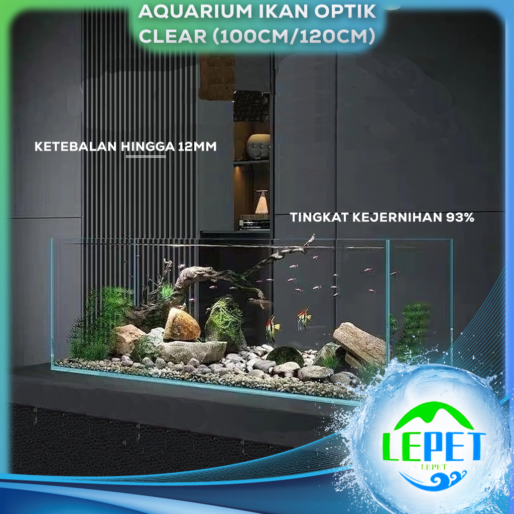 Jual LEPET Akuarium Ikan OPTIK CLEAR JR01 / JR02 /JR03 / JR 04 (100cm/120cm) Tangki Ikan dengan ...