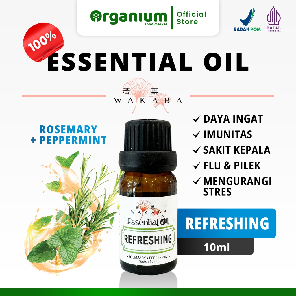 Jual Essential Oil Refreshing Humidifier WAKABA Minyak Esensial Rosemary + Peppermint - 10ML ...