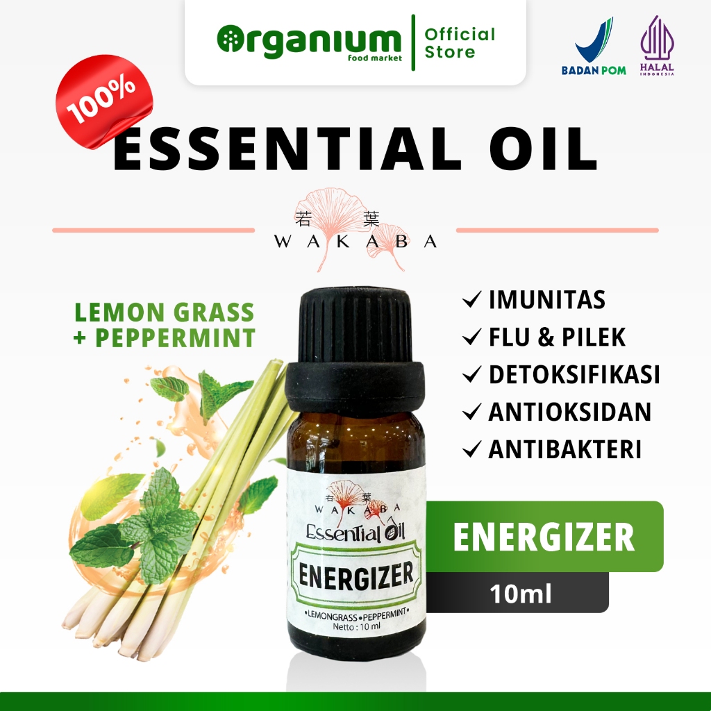 Jual Essential Oil Energizer Aromatherapy WAKABA Minyak Esensial Lemongrass + Peppermint - 10ML ...
