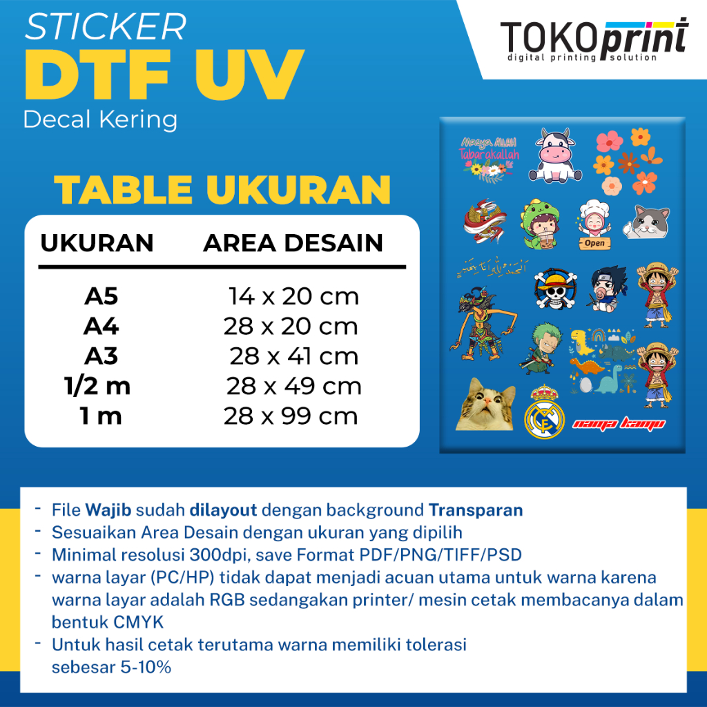 Jual PRINT UV DTF CETAK STICKER DECAL KERING TIMBUL | Shopee Indonesia