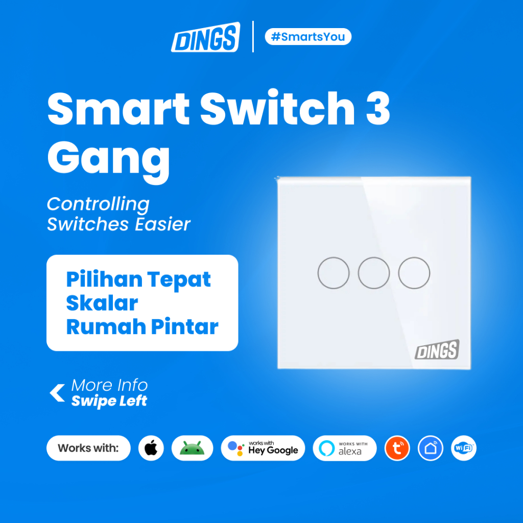 Jual DINGS Smart Switch 3 Gang Saklar Listrik Pintar Smart Home PROMO ...