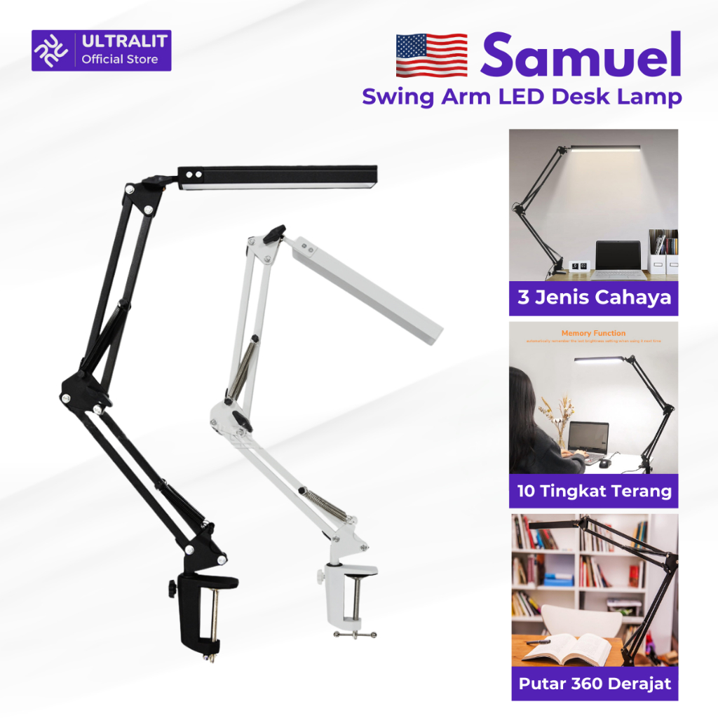 Jual ULTRALIT SAMUEL Adjustable Swing Swivel Lamp Standing Lampu Meja ...