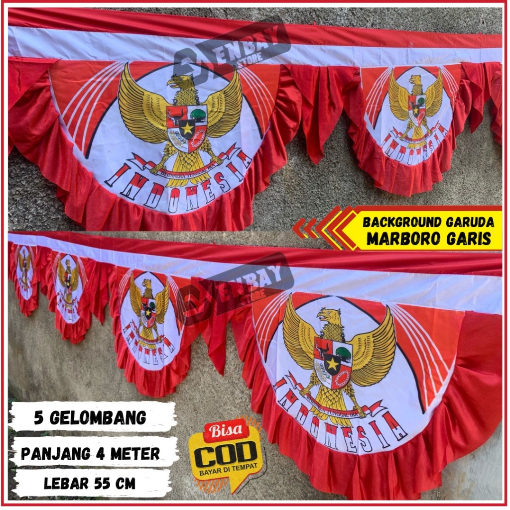 Jual BENDERA BACKGROUND GARUDA MERAH PUTIH 5 GELOMBANG ( 4 Meter ...
