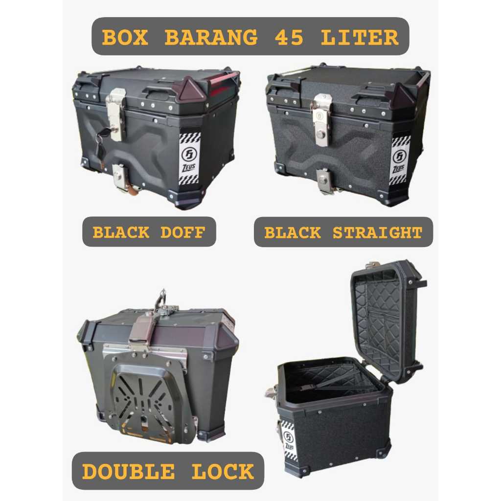 Jual BOX BARANG MOTOR JUMBO KAPASITAS 45 LITER REAR TAIL TOP BOX DOUBLE ...