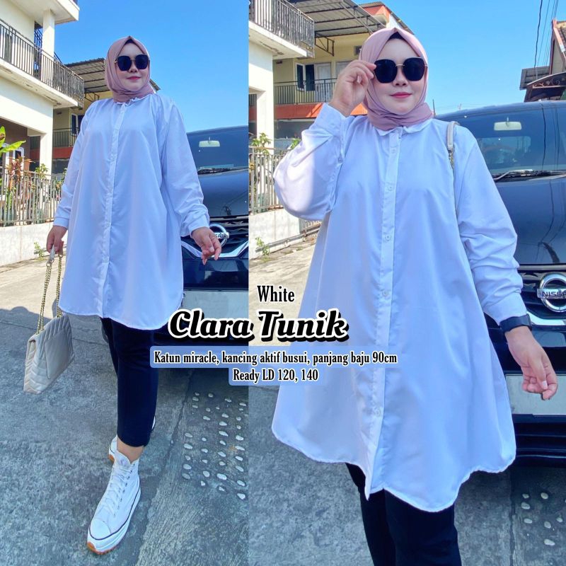 Jual CLARA TUNIK Kemeja Atasan Wanita Big Size LD 150 140 130 120 110 100 Super Jumbo Busui L XL ...