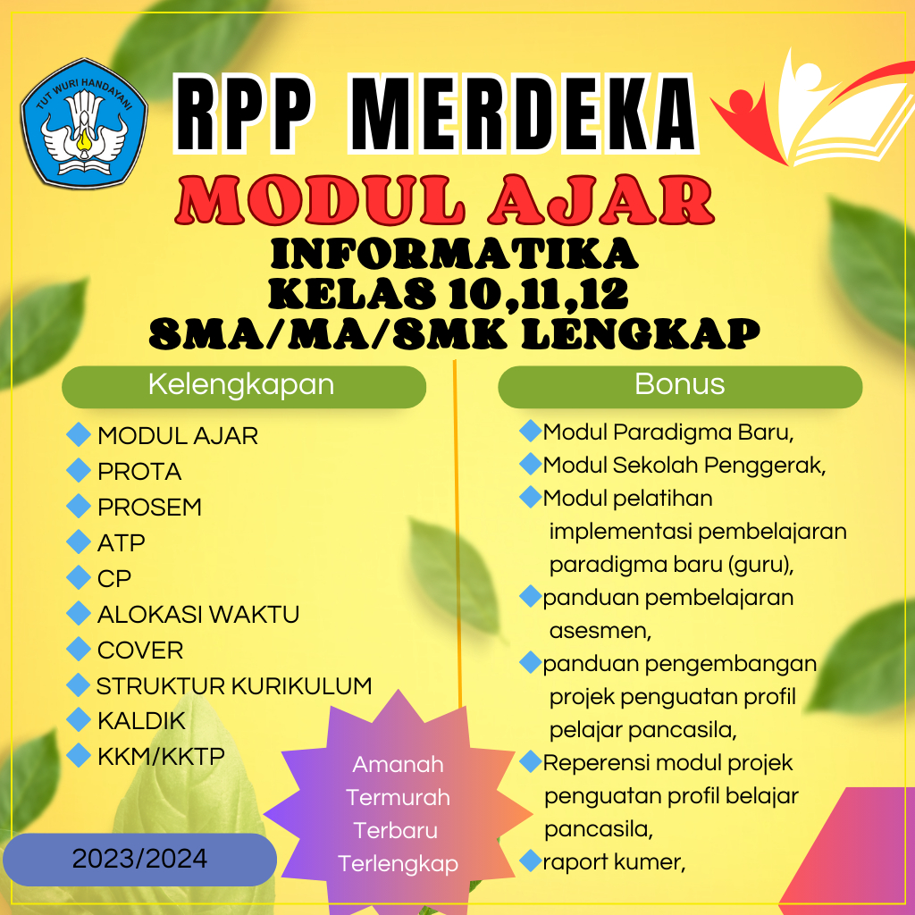 Jual MODUL AJAR INFORMATIKA KELAS 10,11,12 SMA/MA KURIKULUM MERDEKA LENGKAP | Shopee Indonesia