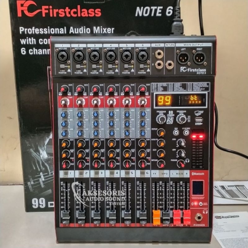 Jual Mixer First class Note 6 Compress Efek Digital Reverb 99DSP USB ...