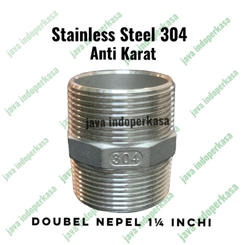 Jual double neple 1 1/4 inch stainless steel 304 dobel nepel sambungan drat luar | Shopee Indonesia
