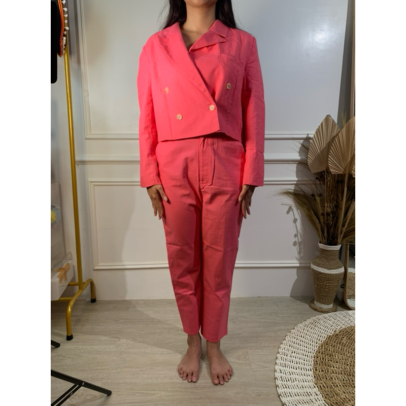 Jual {New} Pomelo one set blazer - hot pink (L) | Shopee Indonesia